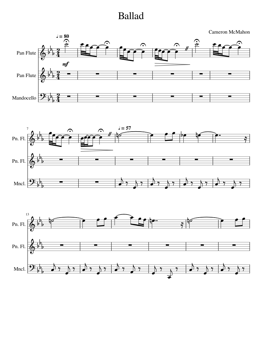 Ballad Sheet music for Mandolin, Flute other (Mixed Trio) | Musescore.com