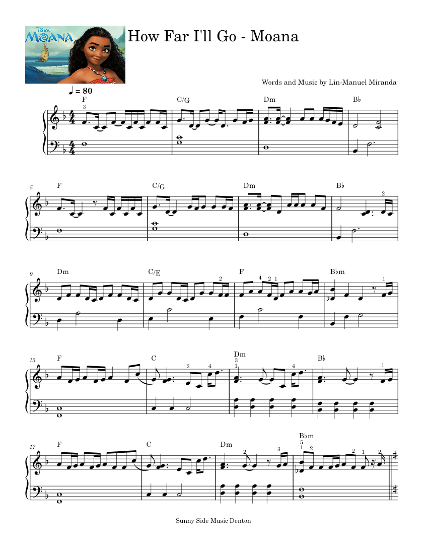 How Far I'll Go - Moana Sheet music for Piano (Solo) Easy | Musescore.com