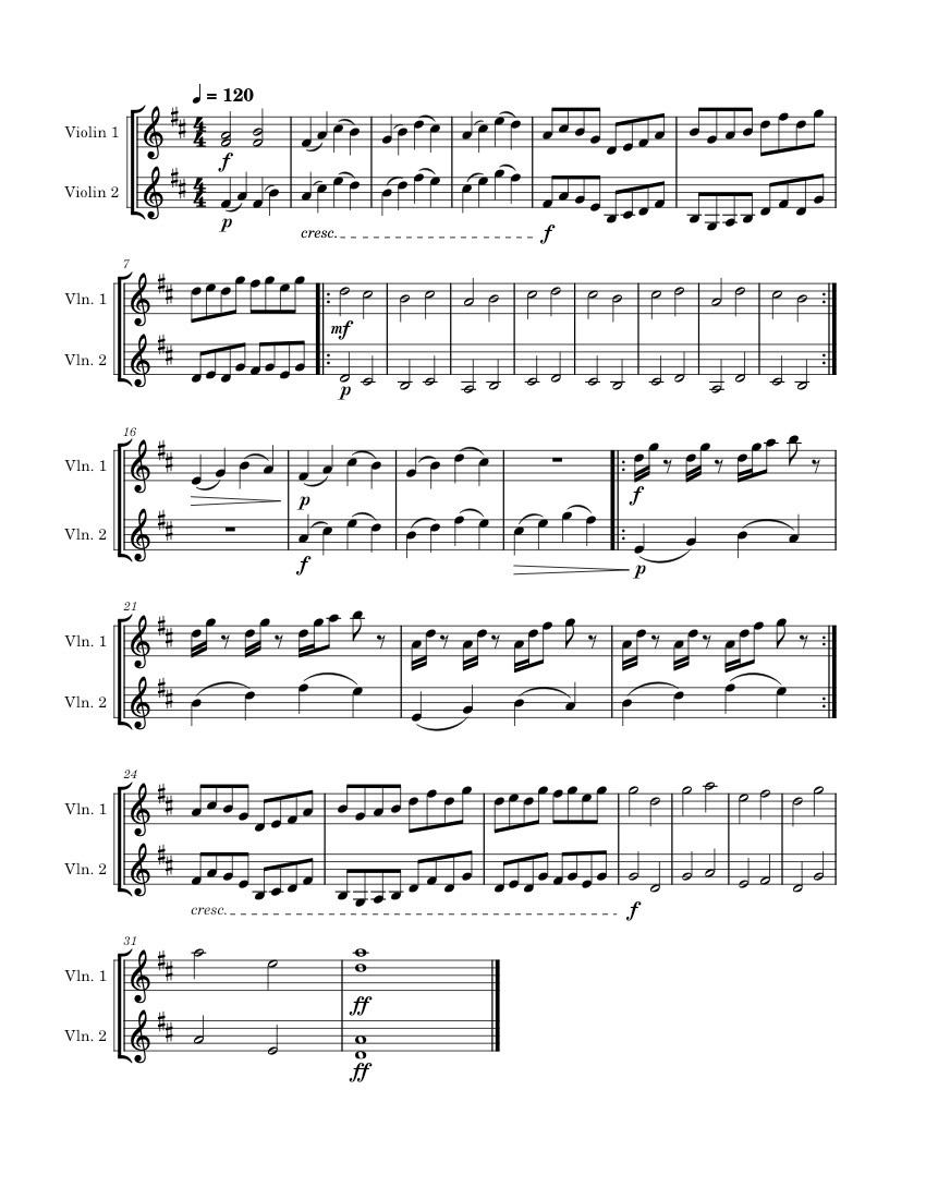 violin dance Sheet music for Violin (String Duet) | Musescore.com