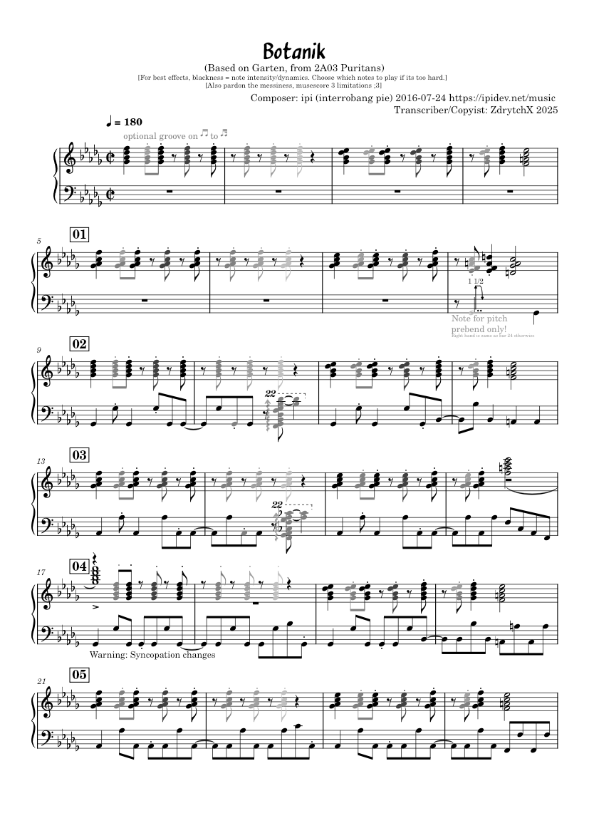 Botanik [WIP] - ipi Sheet Music for Piano (Solo) | MuseScore.com