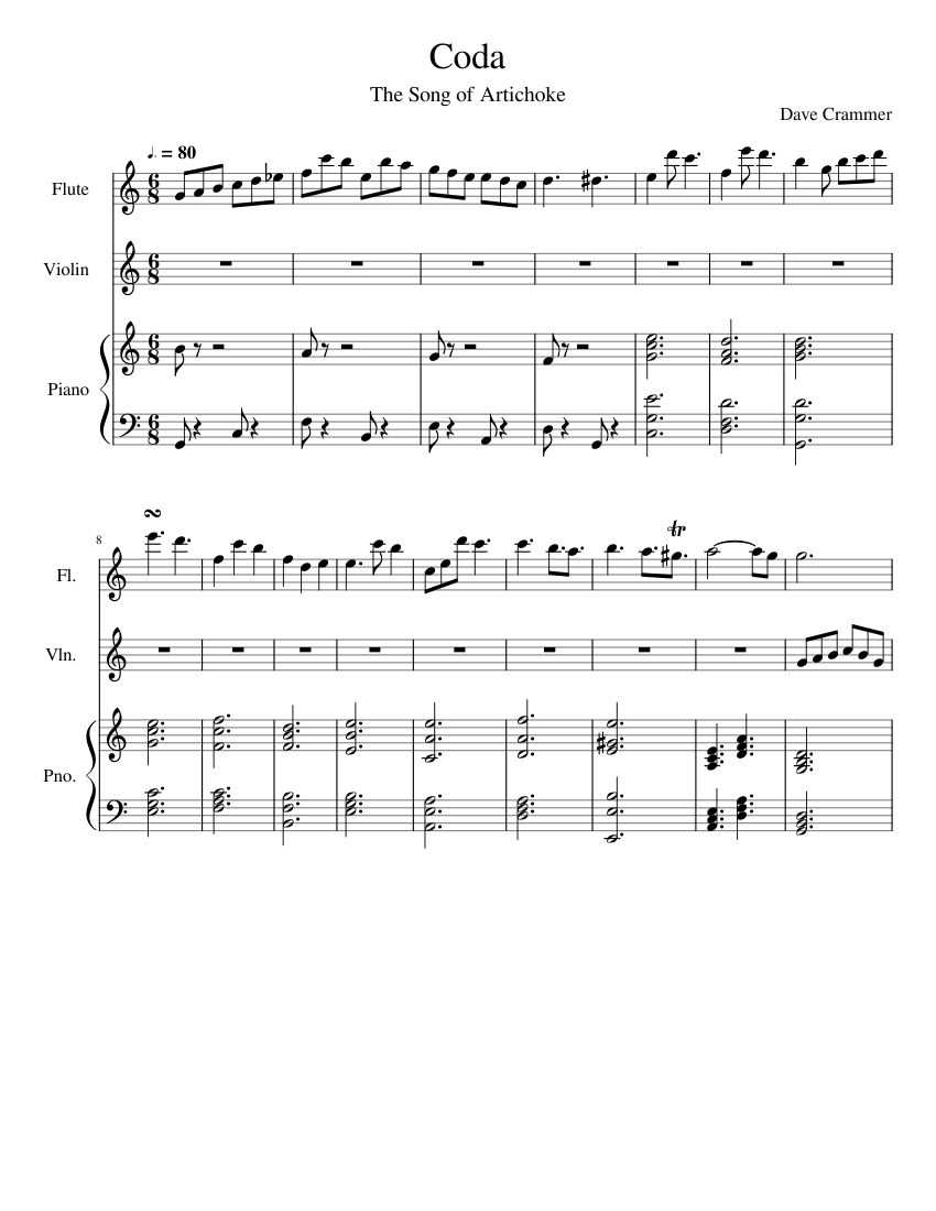 Coda Sheet music for Piano, Flute, Violin (Mixed Trio) | Musescore.com