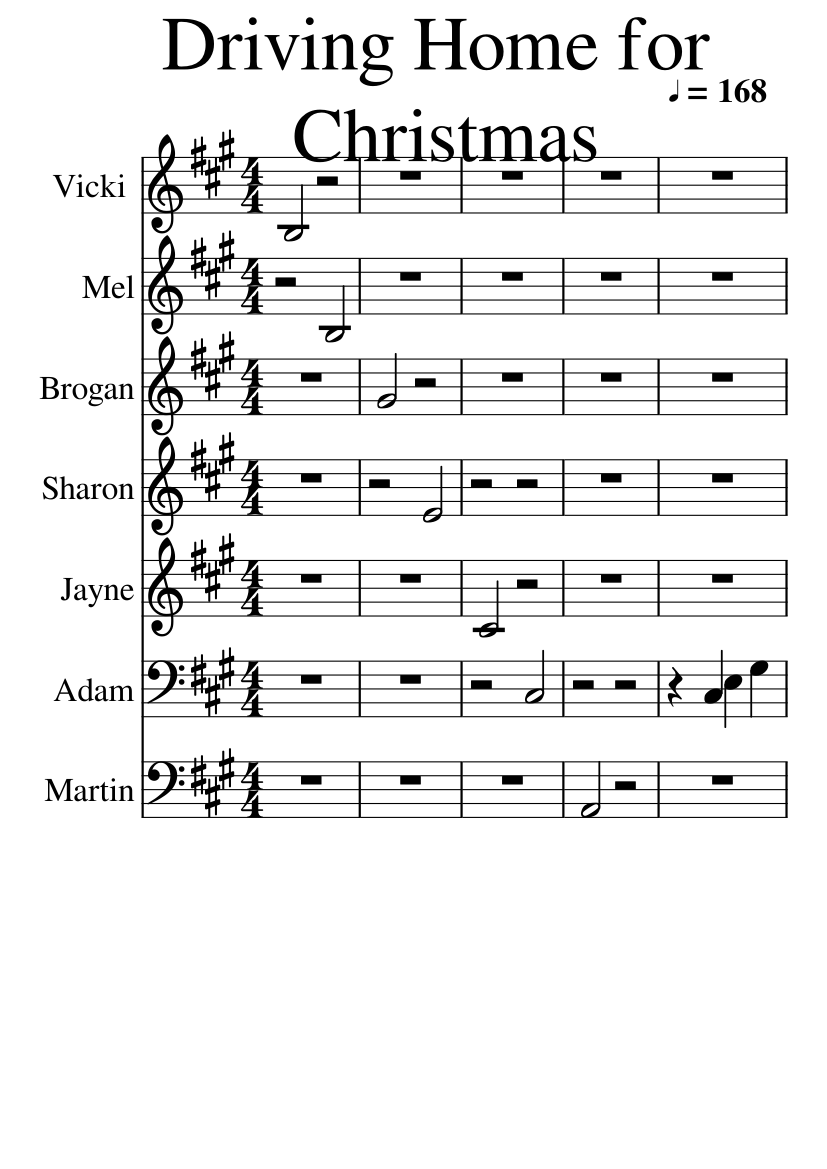 Driving Home for Christmas Sheet Music for Soprano, Alto, Bass voice ...