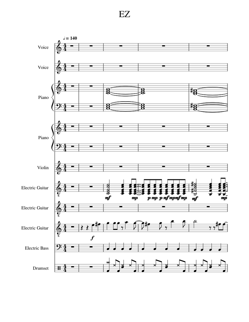 EZ 1 Sheet music for Piano, Vocals, Violin, Guitar & more instruments ...