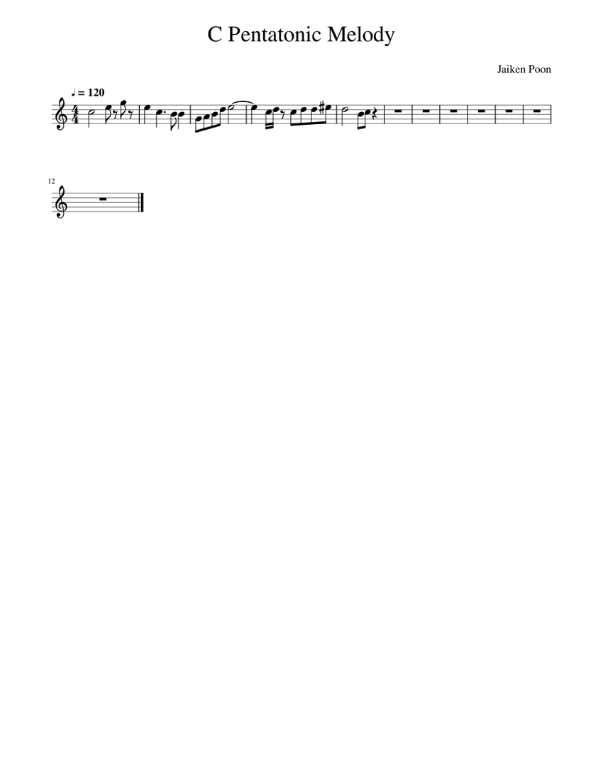 C Pentatonic Melody Sheet music for Piano (Solo) Easy | Musescore.com