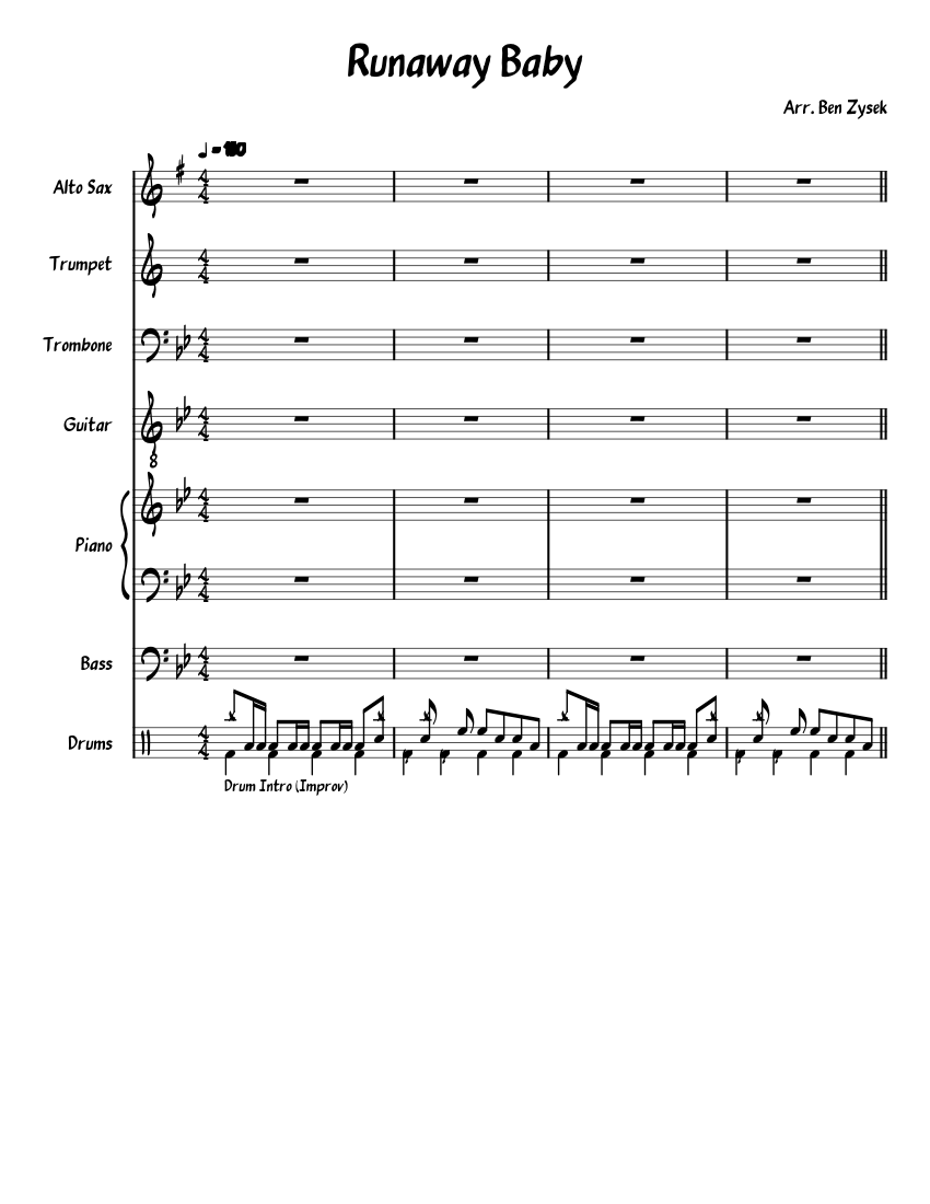 Runaway Baby Sheet music for Piano, Trombone, Saxophone alto, Trumpet ...