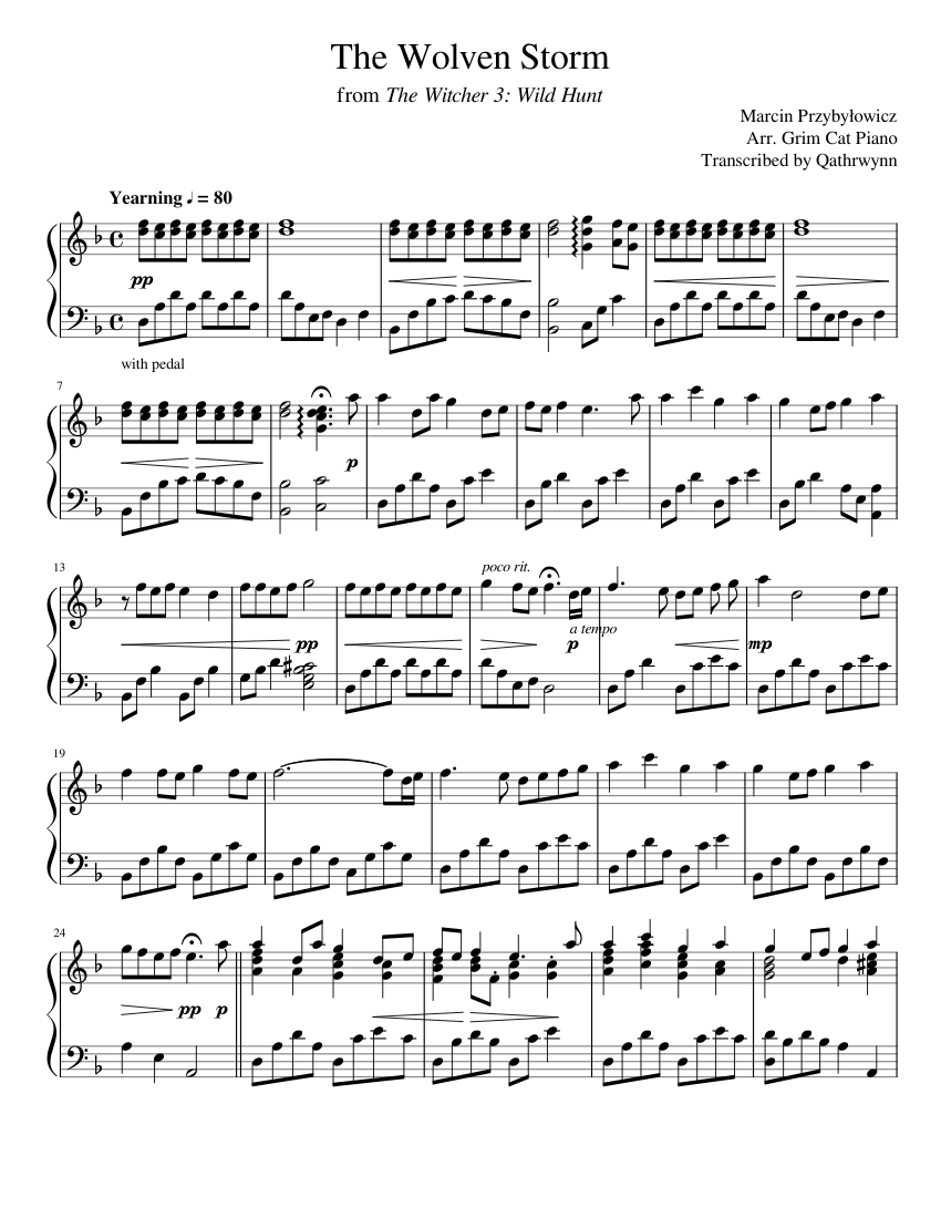 The Wolven Storm (Priscilla's Song) | The Witcher 3: Wild Hunt Sheet ...