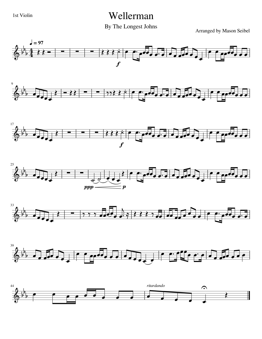 Wellerman First Violin Sheet music for Violin (Chamber Orchestra ...