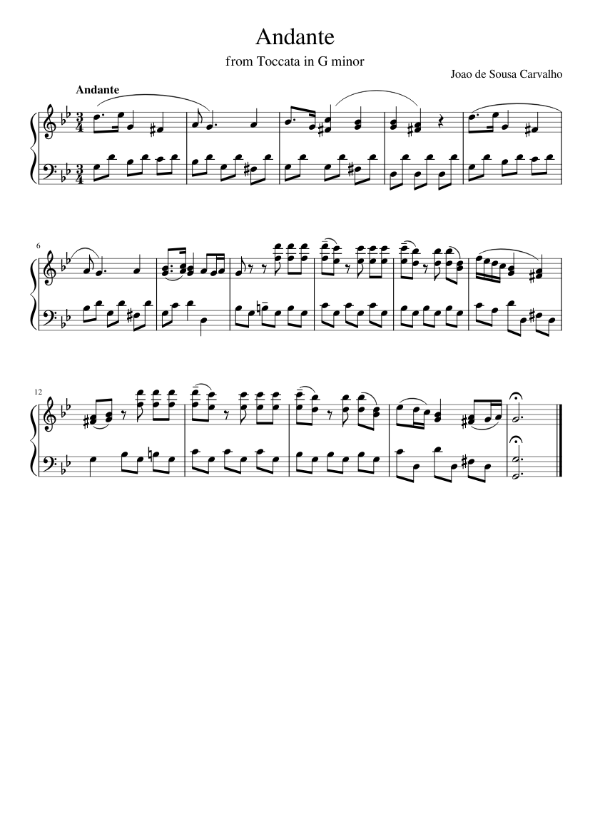 Andante Sheet music for Piano (Solo) Easy | Musescore.com