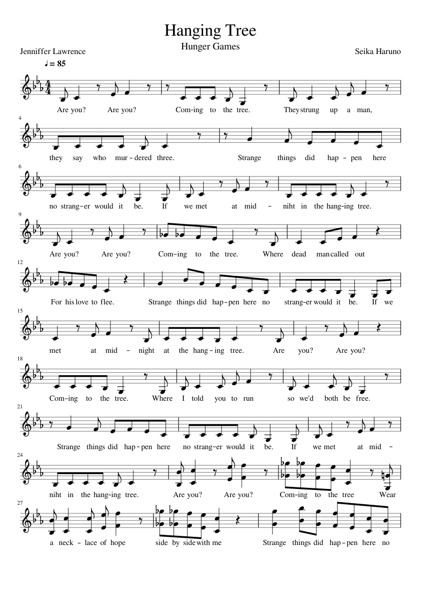 Hanging Tree Sheet Music for Violin (Solo) | MuseScore.com