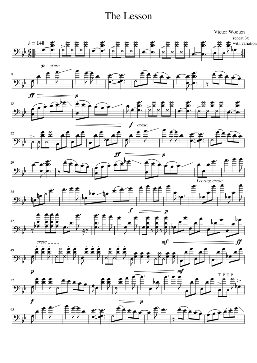 The Lesson - Victor Wooten Sheet music for Bass guitar (Solo ...