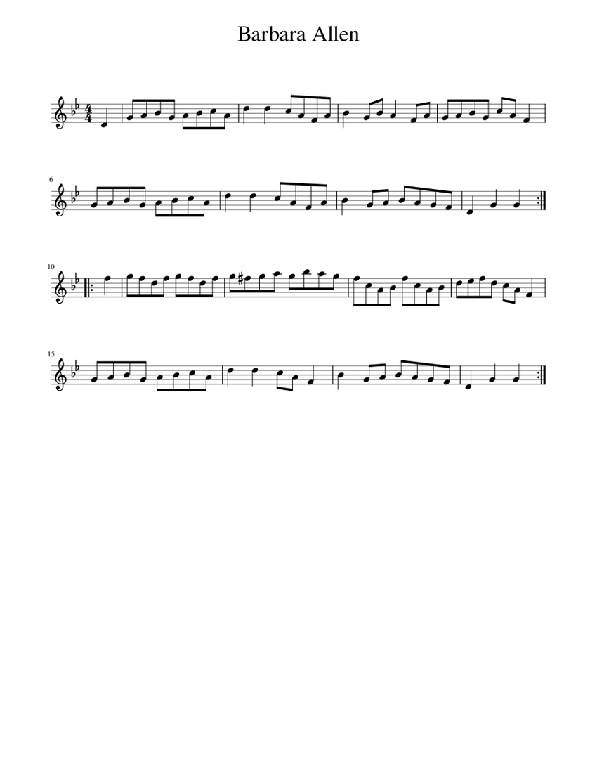 Barbara Allen Sheet music for Piano (Solo) | Musescore.com