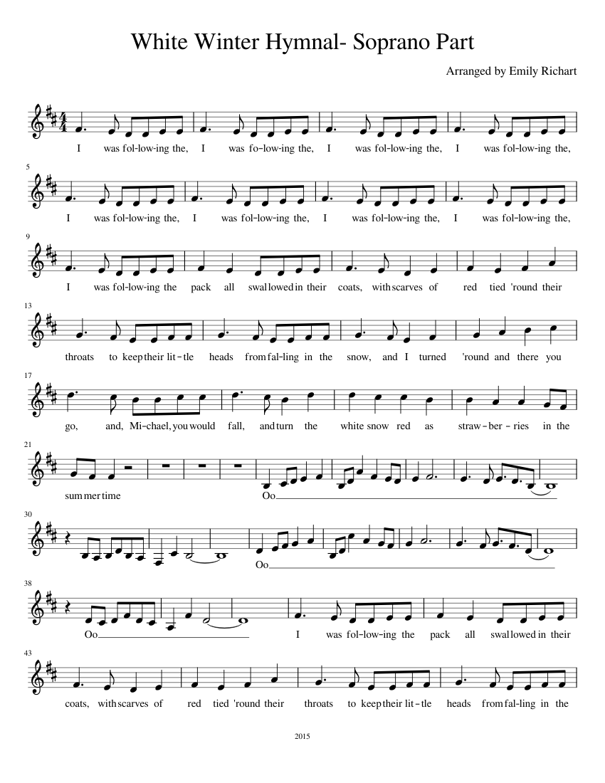 White Winter Hymnal- Pentatonix- Soprano Part Sheet music for Soprano ...
