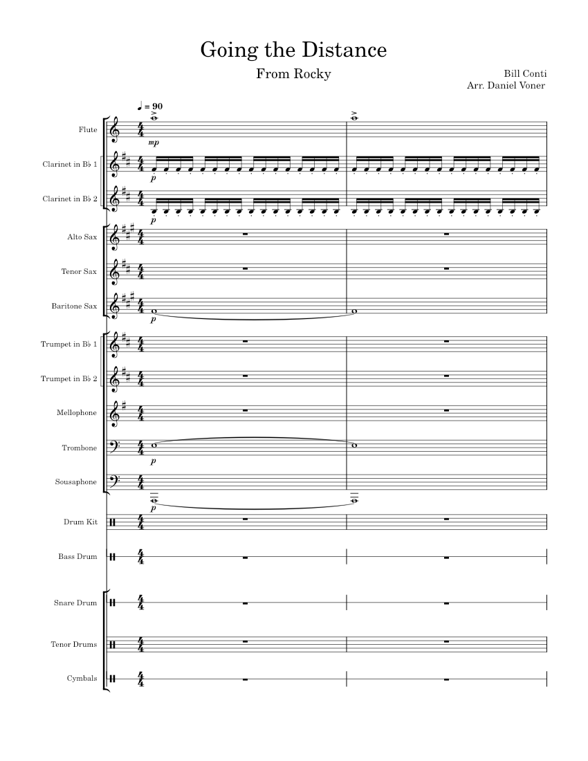 Going the Distance (From Rocky) Sheet Music for Trombone, Tuba, Flute ...