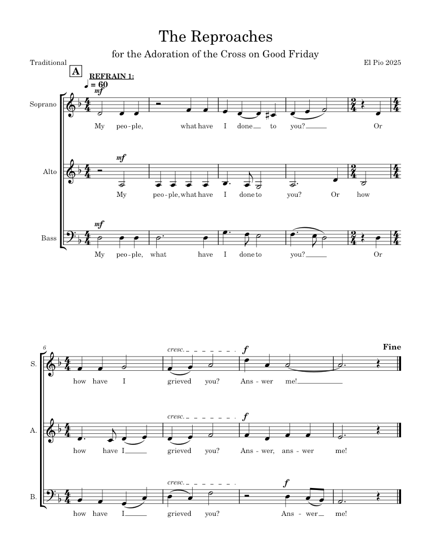 The Reproaches (Improperia) of Good Friday Sheet music for Bass guitar ...
