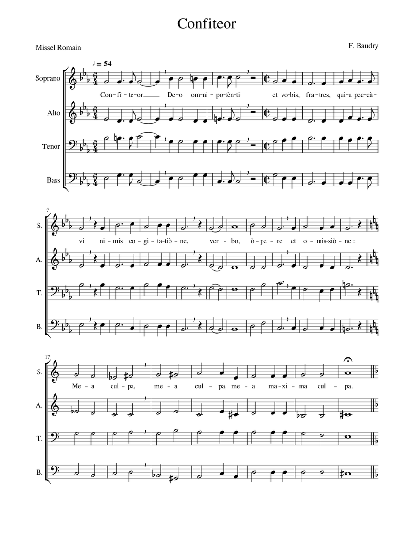 Confiteor (latin) Sheet music for Soprano, Tenor, Alto, Bass (SATB ...