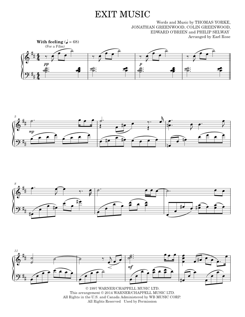 Play Official version of Exit Music (For A Film) Sheet Music by ...