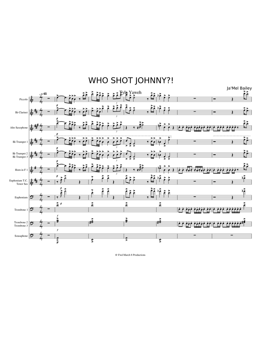 WHO SHOT JOHNNY Sheet music for Trombone, Euphonium, Flute piccolo ...