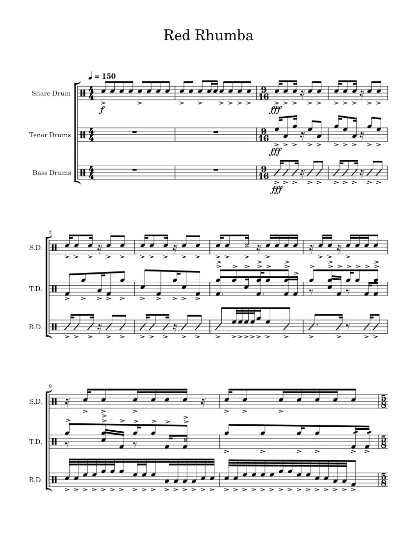 Red Rhumba Sheet music for Synthesizer, Trumpet other (Percussion ...