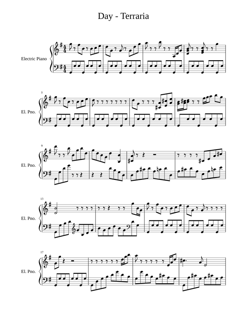 Terraria - day – Misc Computer Games Day - Terraria Sheet music for ...