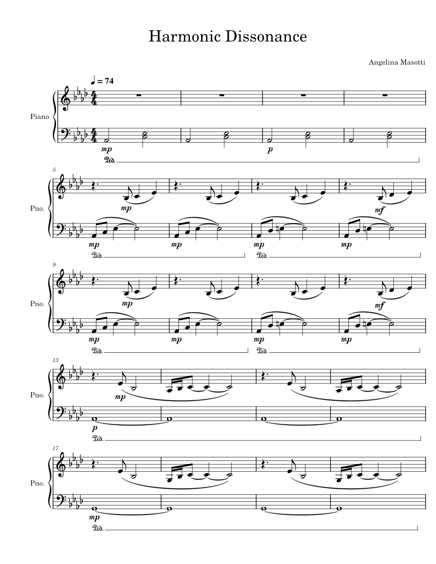 Harmonic Dissonance (Piano) Op. 1 - Angelina Masotti Sheet music for ...