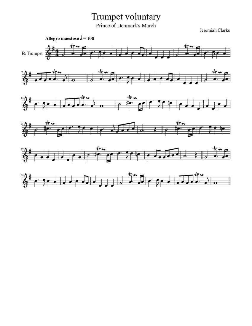Trumpet voluntary - Prince of Denmark's March - Jeremiah Clarke Sheet music for Trumpet other ...