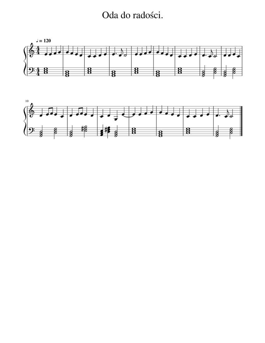Oda do radości Sheet music for Piano (Solo) Easy | Musescore.com