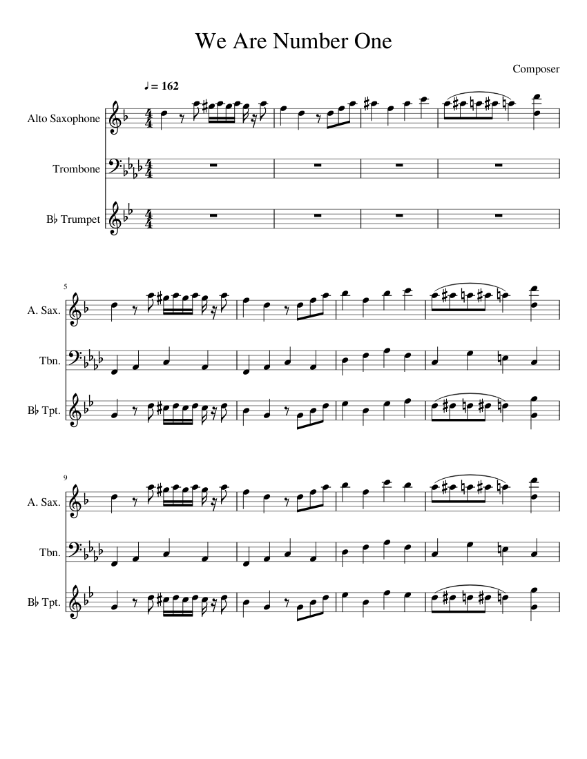 We Are Number One Sheet music for Trombone, Saxophone alto, Trumpet in ...