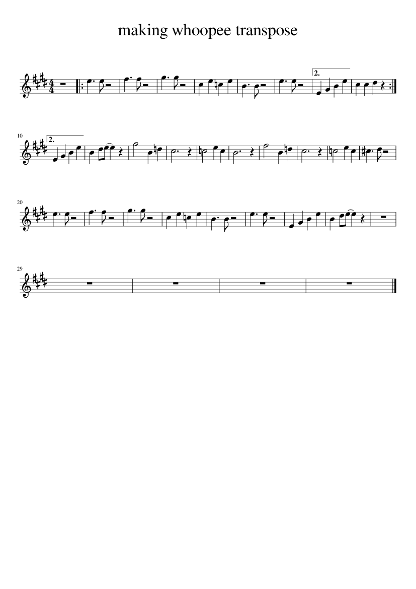 making whoopee transpose Sheet music for Piano (Solo) Easy | Musescore.com