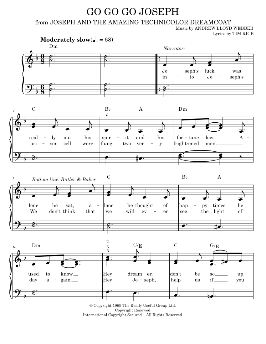 Play Official version of Go go go joseph Sheet Music by Andrew Lloyd ...