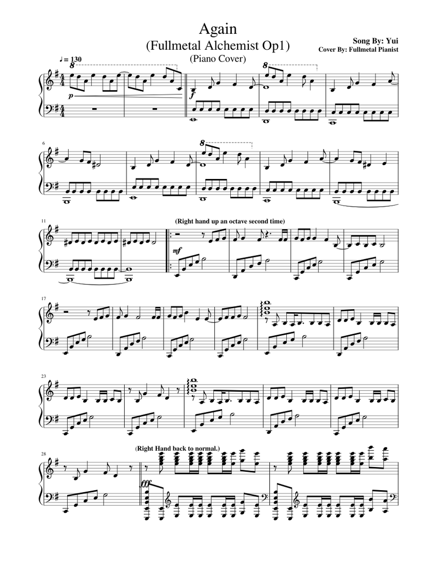 Again Sheet music for Piano (Solo) | Musescore.com