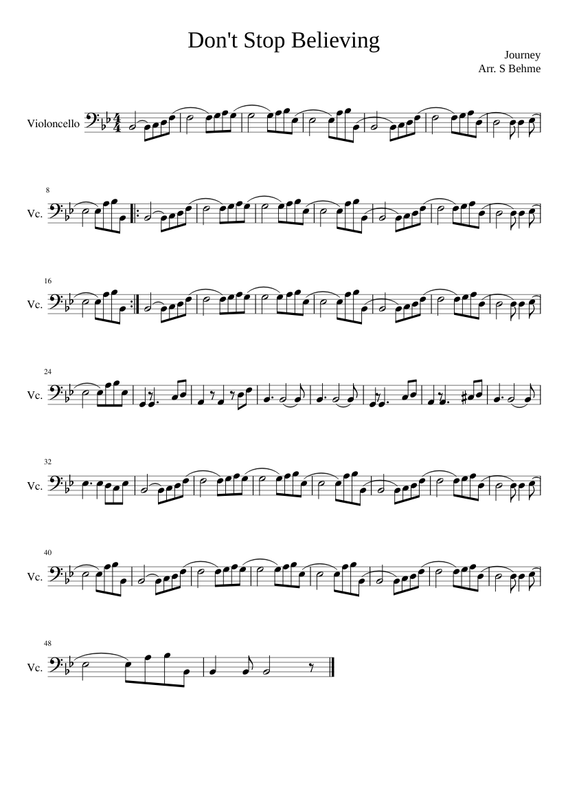 Don't Stop Believing Sheet music for Cello, Saxophone soprano (Mixed ...