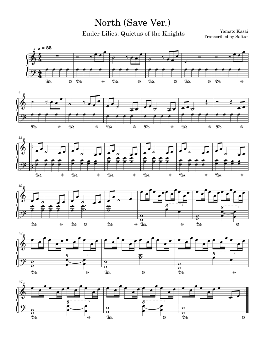 ENDER LILIES: Quietus of the Knights - North (Save Ver.) Sheet Music ...