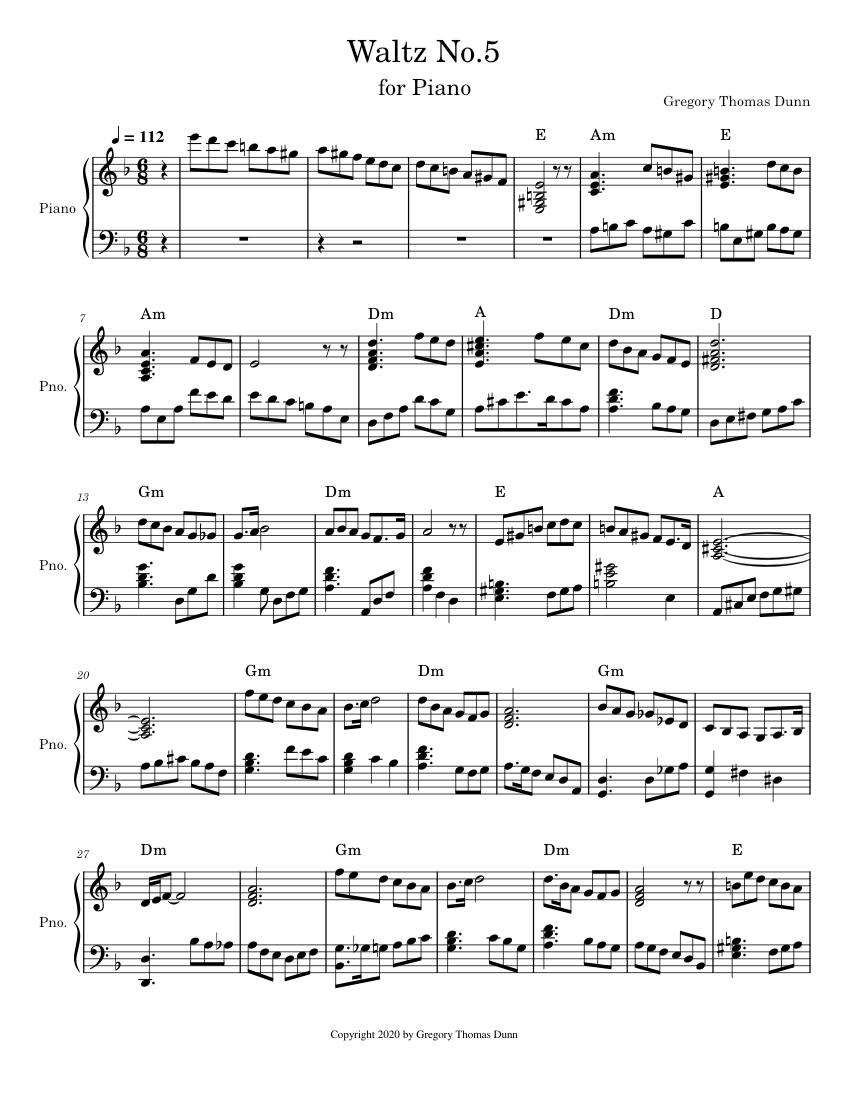 Waltz No.5 Sheet music for Piano (Solo) | Musescore.com