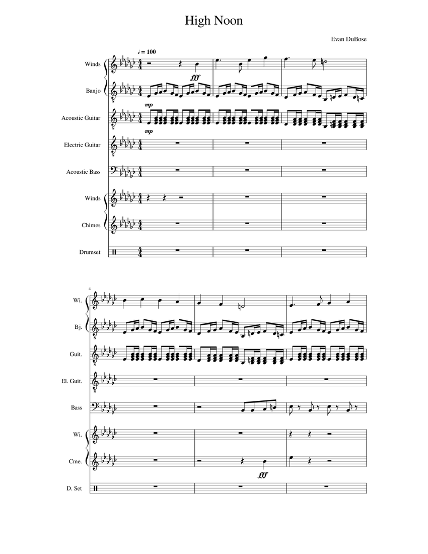 High Noon Sheet music for Guitar, Bass guitar, Drum group, Tubular ...