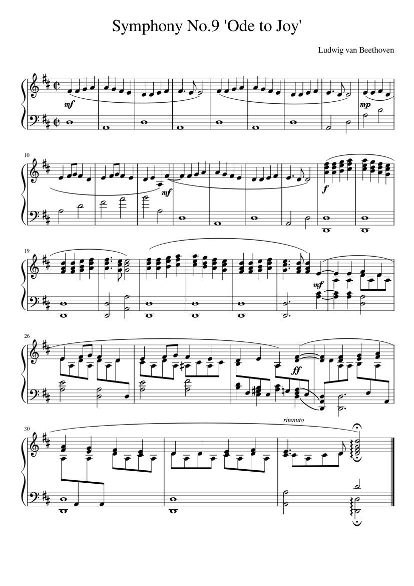 Symphony_No.9_Ode_to_Joy- Beethoven Sheet music for Piano (Solo) Easy ...