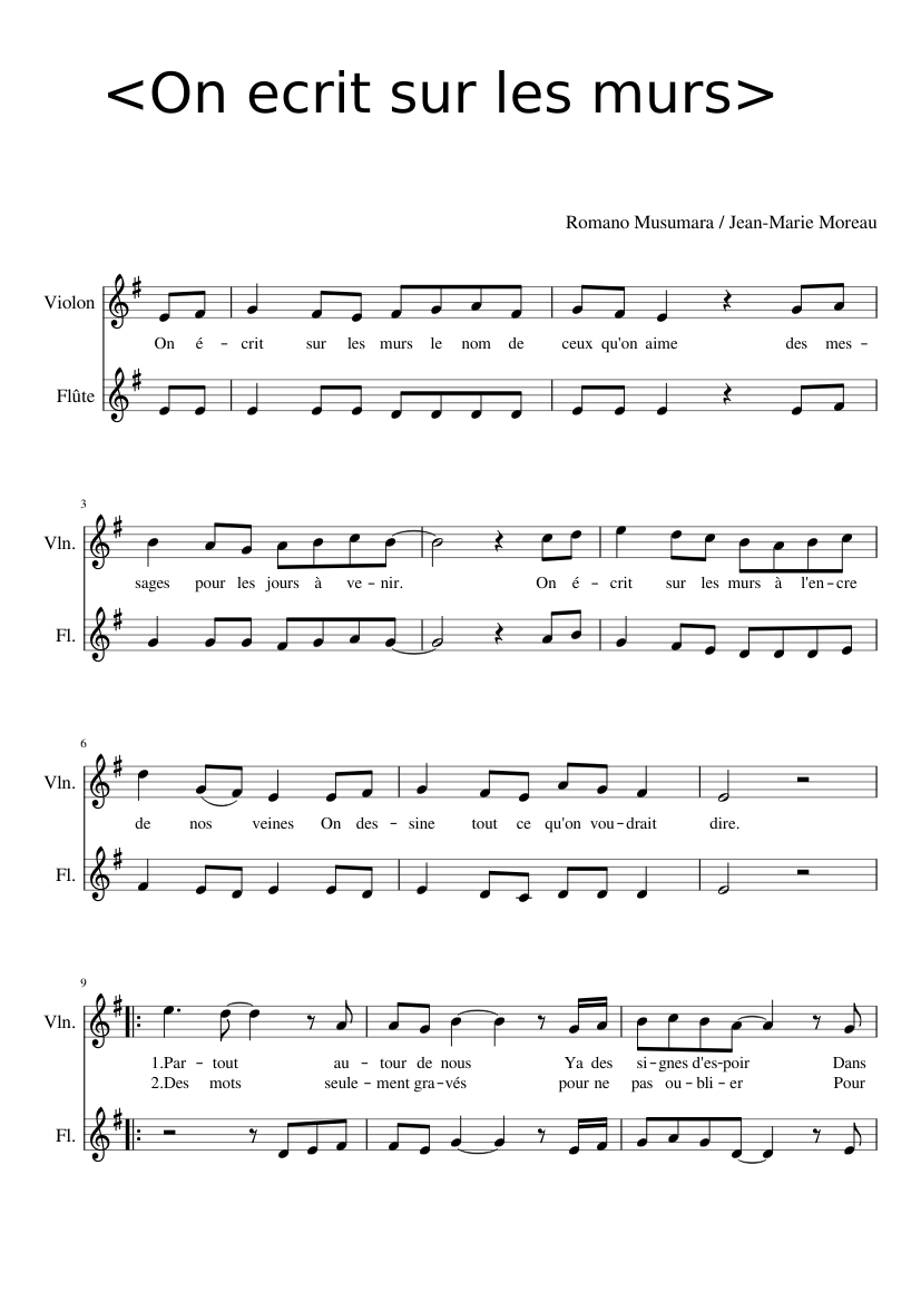 Sheet music for Flute, Violin (Mixed Duet) | Musescore.com