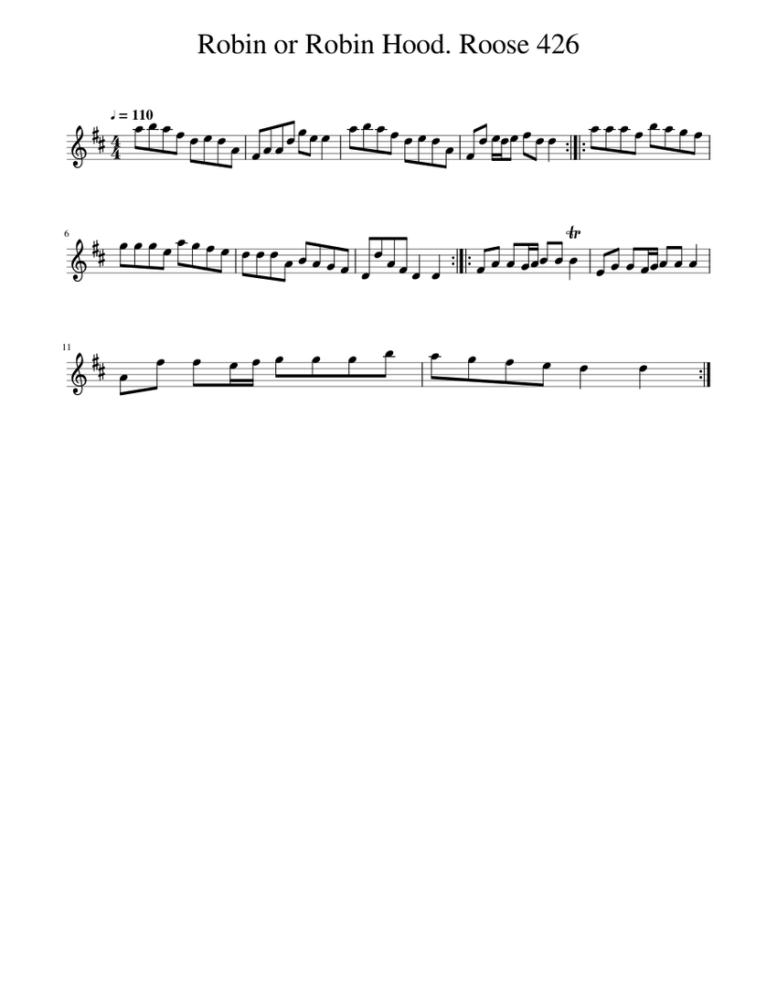 Robin or Robin Hood. Roose 426 Sheet music for Piano (Solo) Easy ...