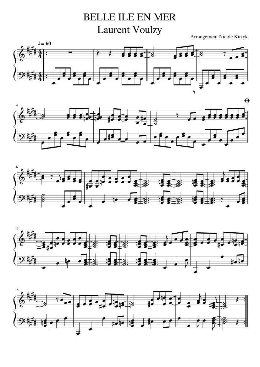 BELLE ILE EN MER Sheet Music for Piano (Solo) | MuseScore.com