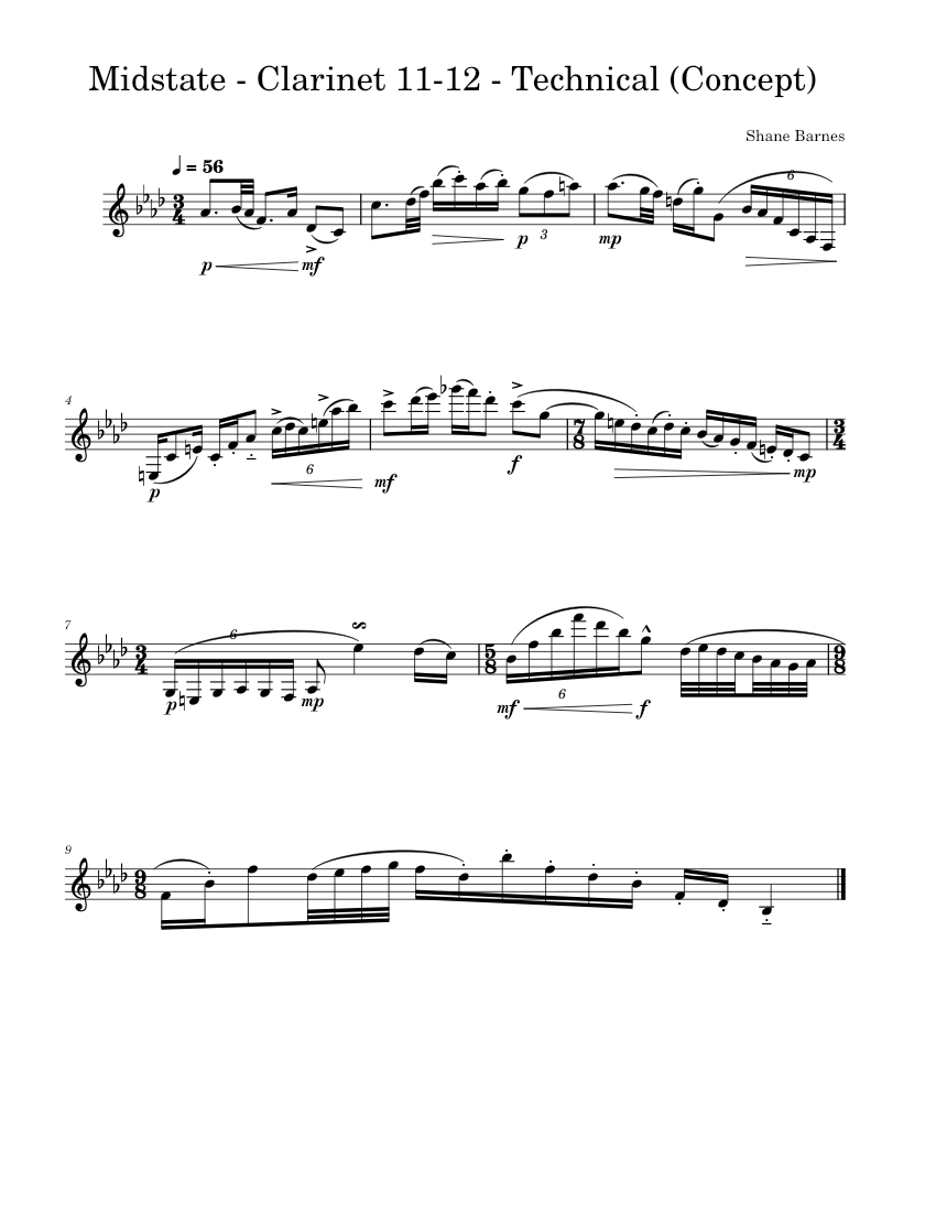 Midstate - Clarinet 11-12 - Technical (Concept) Sheet music for ...
