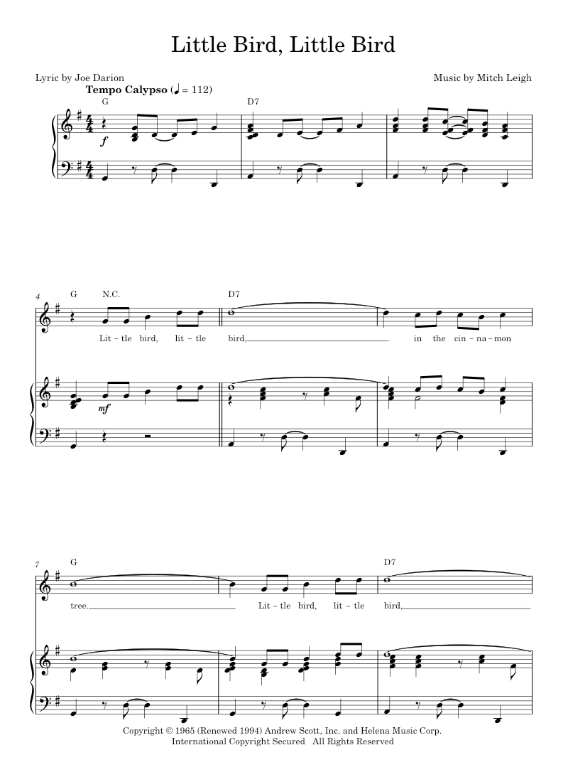 Play Official version of Little Bird, Little Bird sheet music by Joe ...