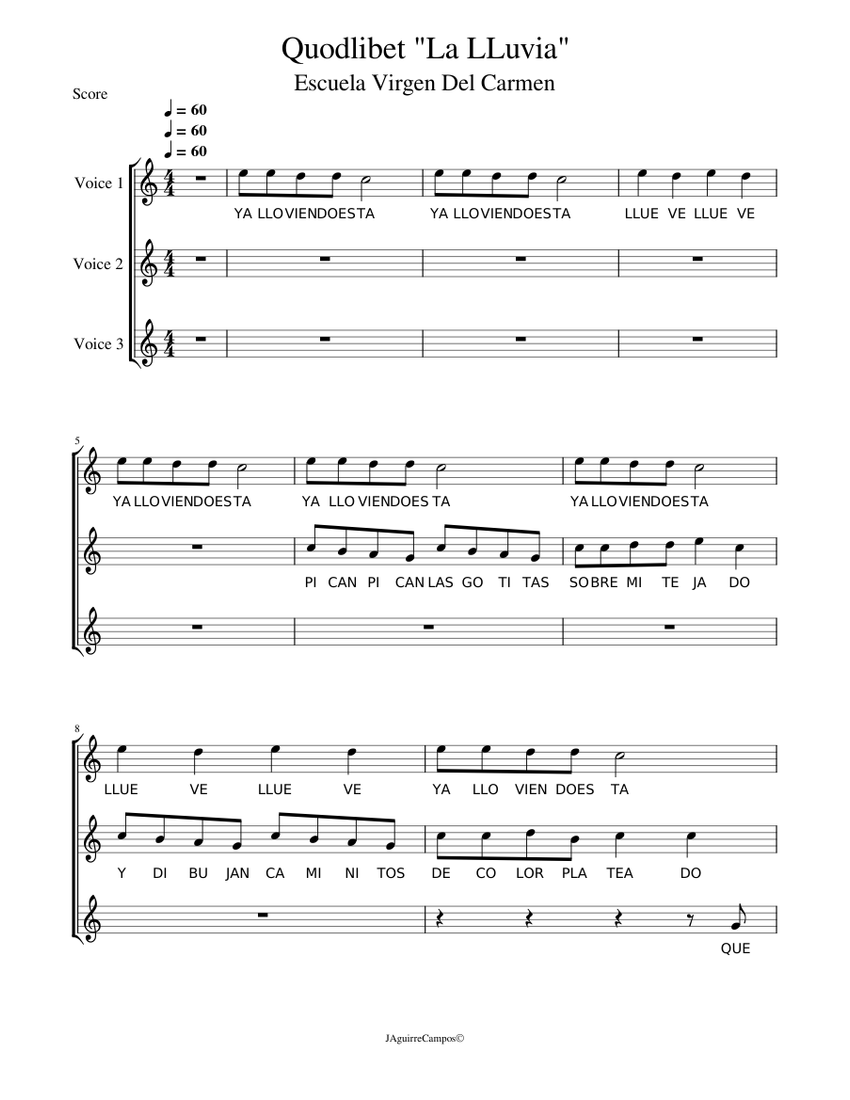 QUODLIBET LA LLUVIA Sheet music for Vocals (Choral) | Musescore.com