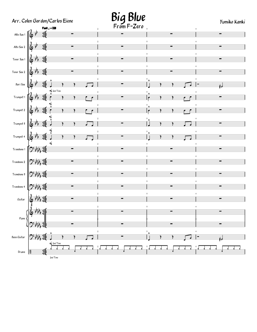 Big Blue Sheet music for Piano, Trombone, Saxophone alto, Saxophone ...