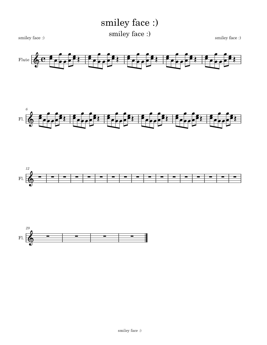 smiley face Sheet music for Flute (Solo) | Musescore.com