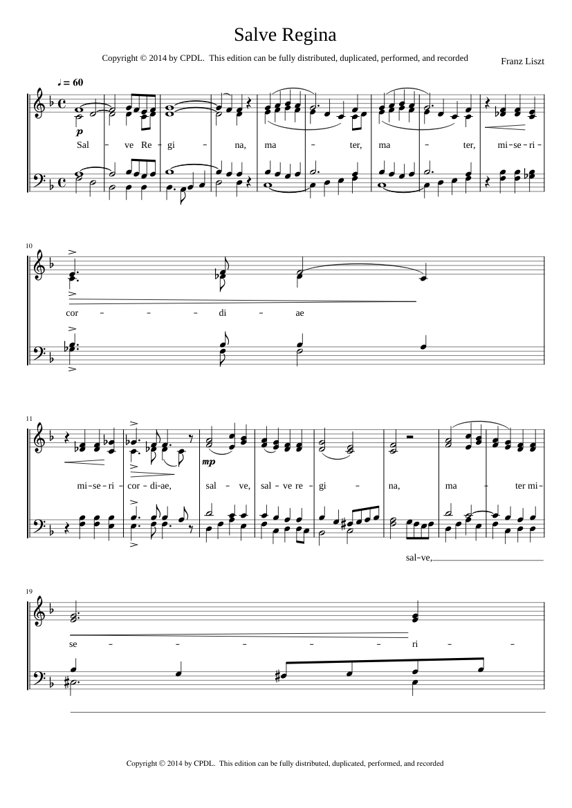 Salve Regina - Franz Liszt Sheet music for Piano (Solo) | Musescore.com