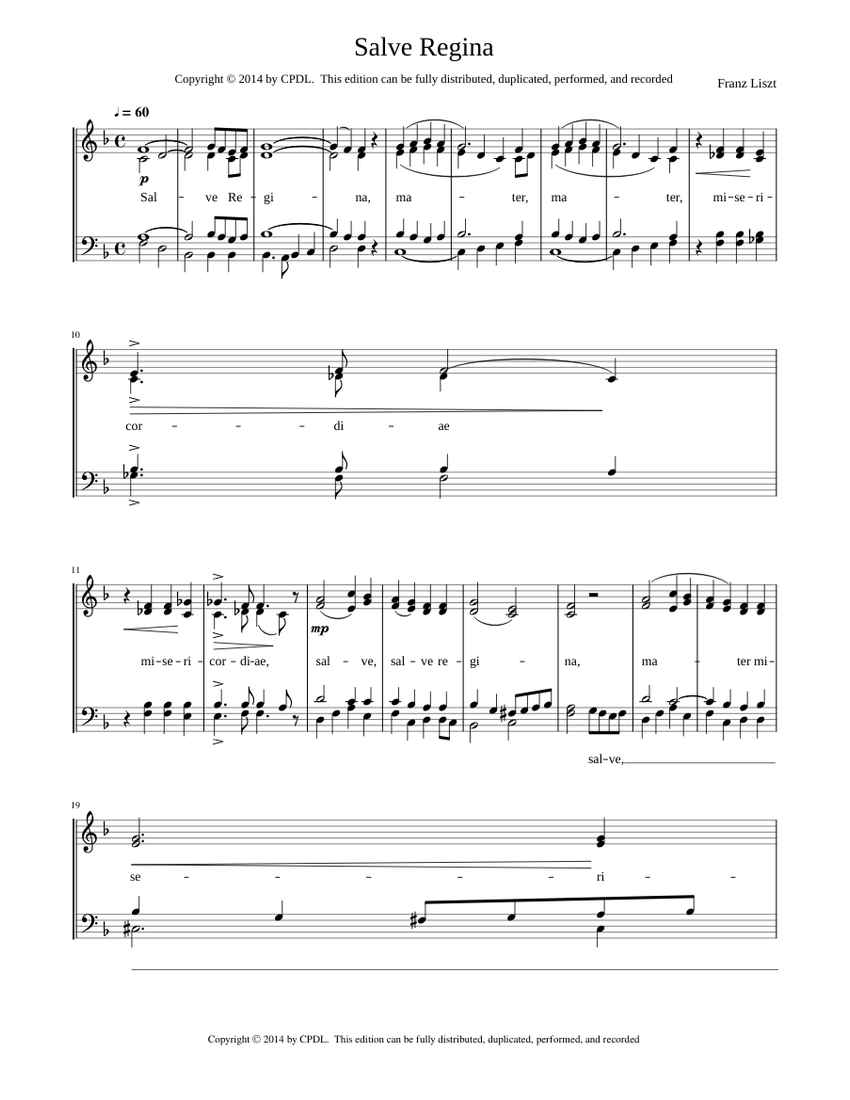 Salve Regina - Franz Liszt Sheet music for Piano (Solo) | Musescore.com