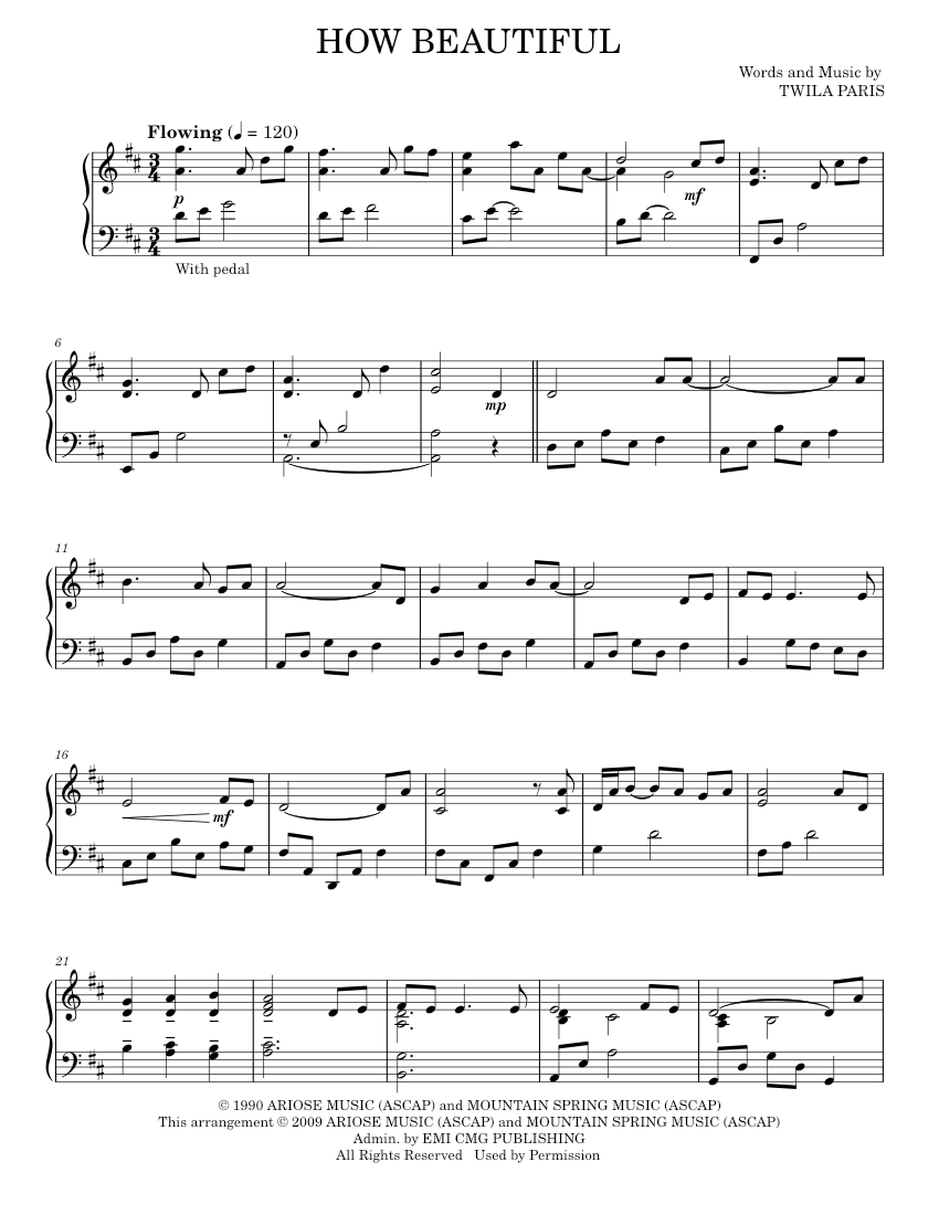 how beautiful Sheet music for Piano by Twila Paris Official | MuseScore.com