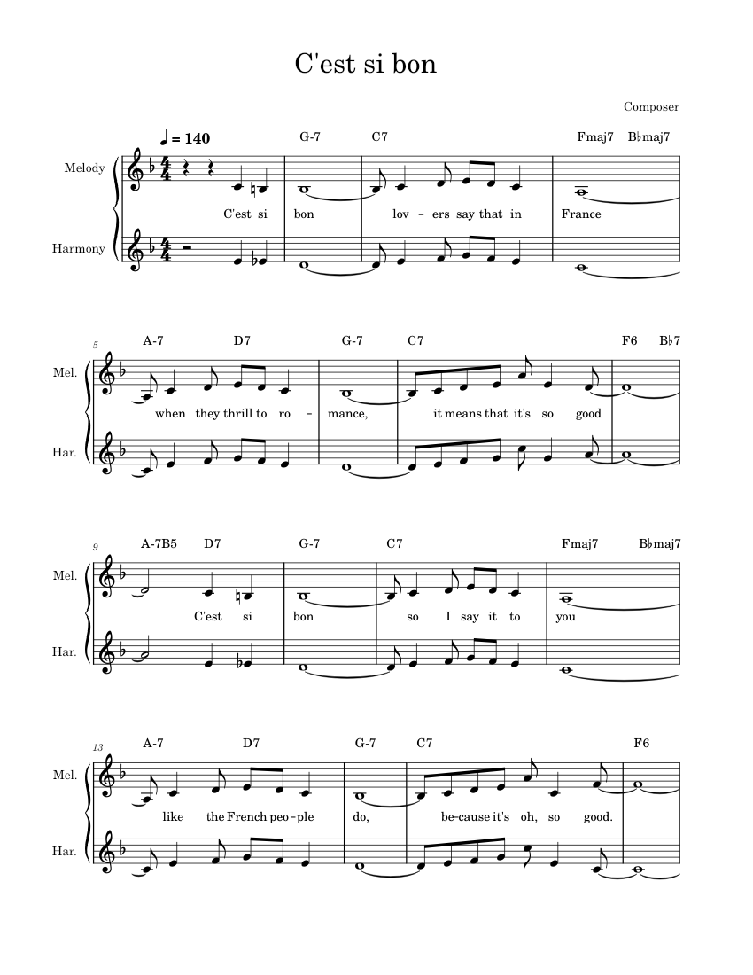 C'est si bon – Henri Betti C'est si bon vocal duet Sheet music for Piano, Vocals (Piano-Voice ...