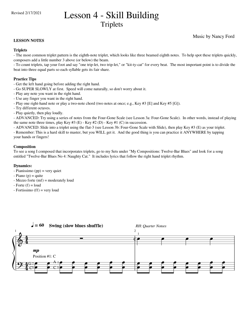 Lesson 4 - Skill Building - Triplets Sheet music for Piano (Solo ...