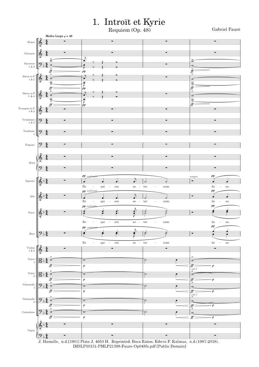 Requiem_Fauré_Op_48_1_Introit_et_Kyrie Sheet music for Trombone, Organ ...