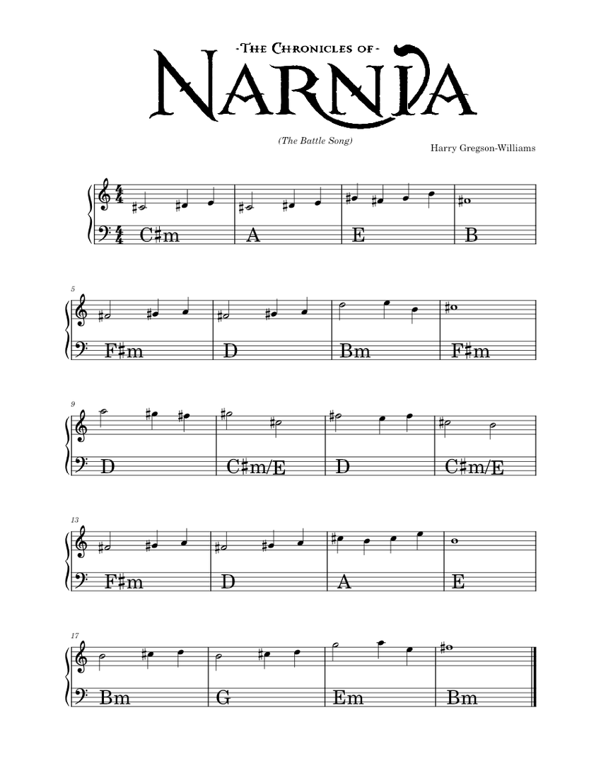 Narnia - The Battle Song Sheet music for Piano (Solo) Easy | Musescore.com